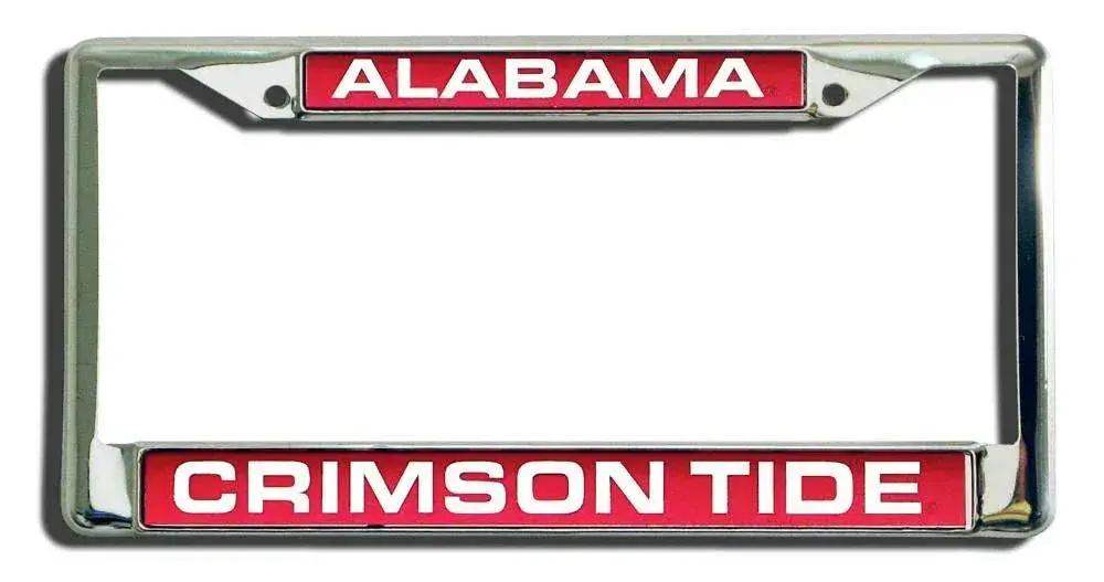 Alabama Crimson Tide License Plate Frame Laser Cut Chrome ToylandEU