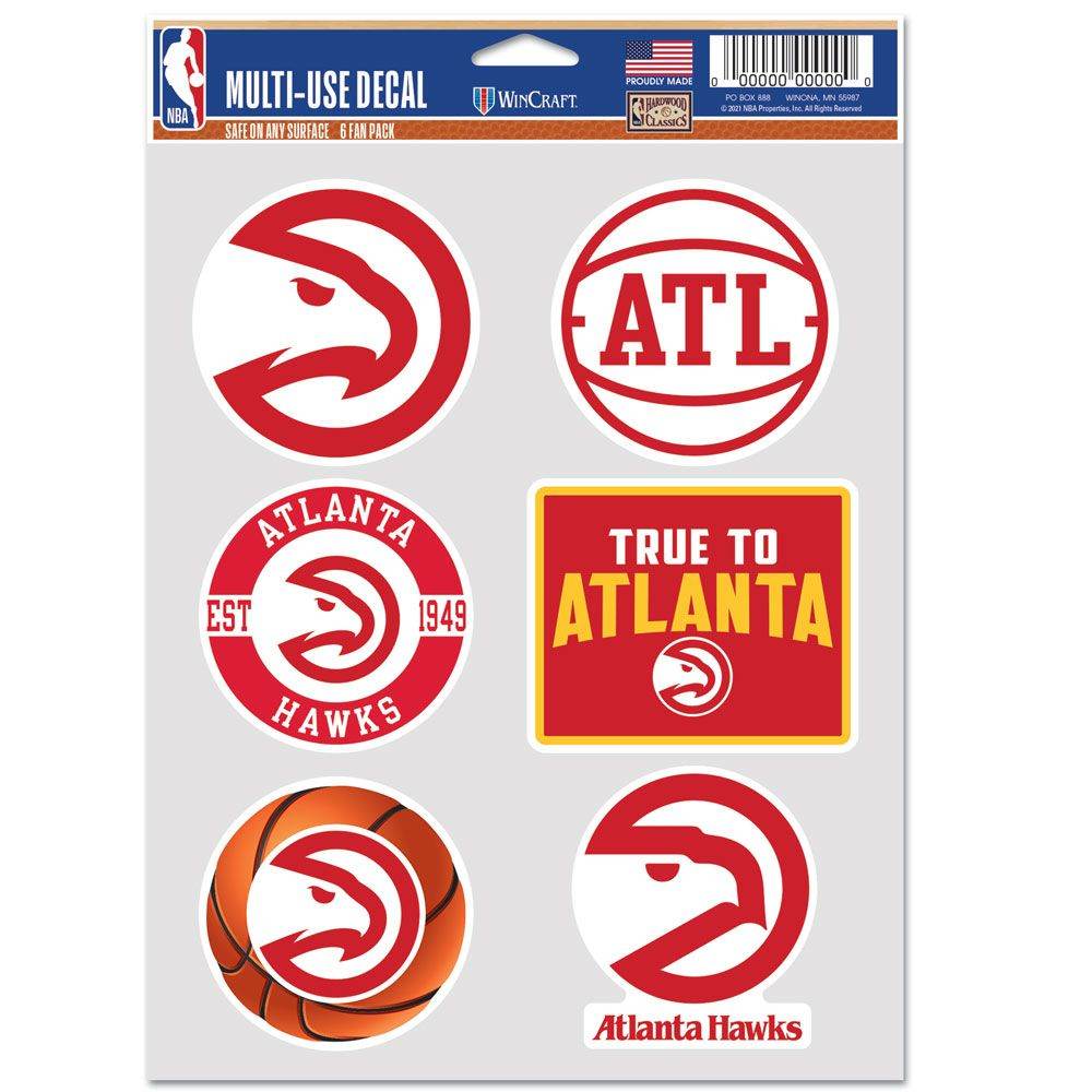 Atlanta Hawks Decals Multi Use Fan Pack Six Decals Set ToylandEU