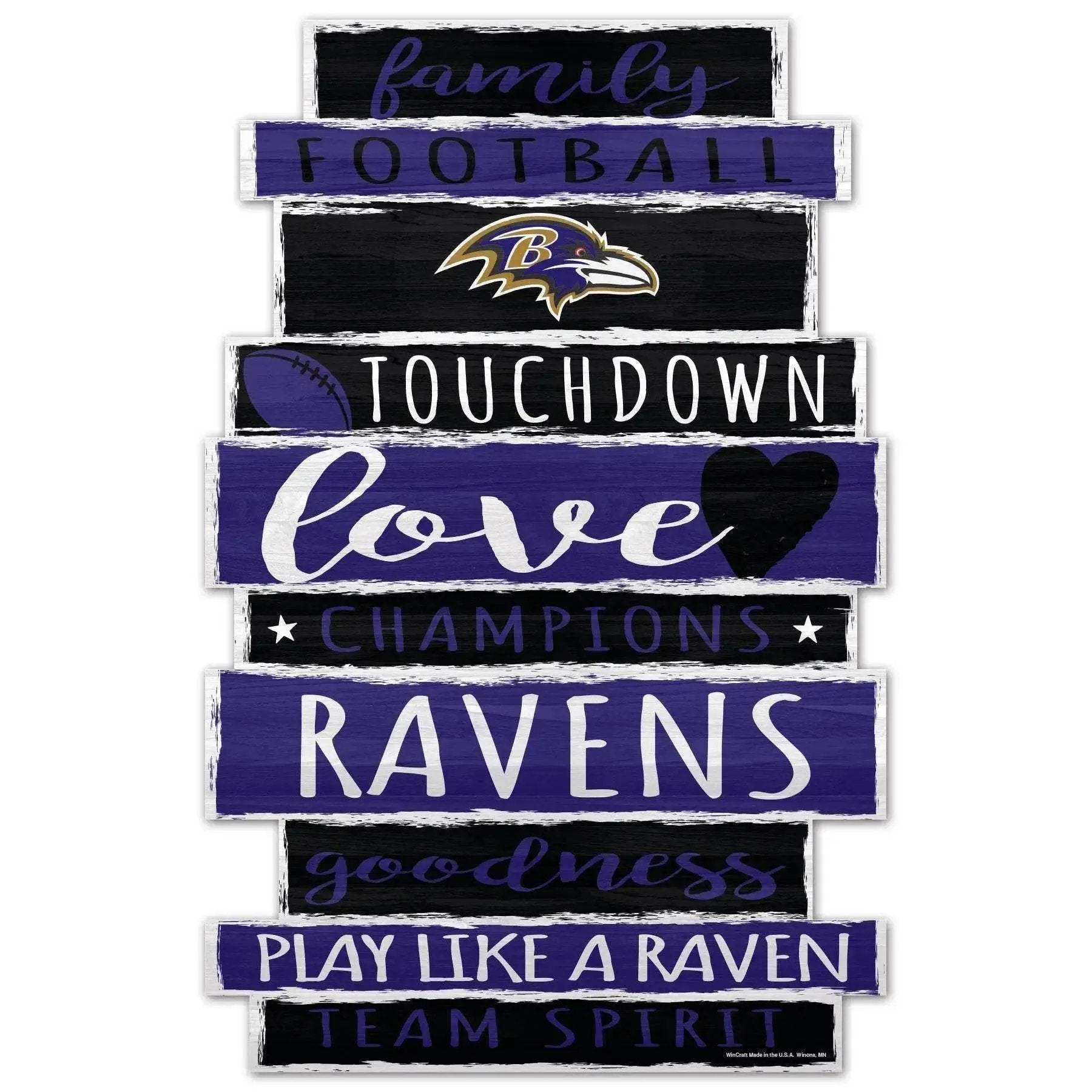 Baltimore Ravens 11x17 Wood Family Word Sign Decor Accent ToylandEU