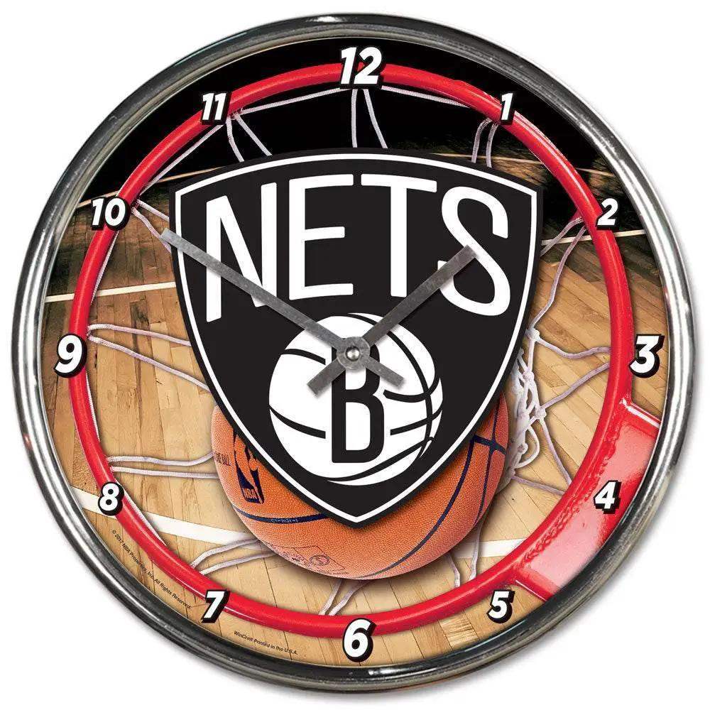 Brooklyn Nets Round Chrome Wall Clock for Fans and Decor ToylandEU