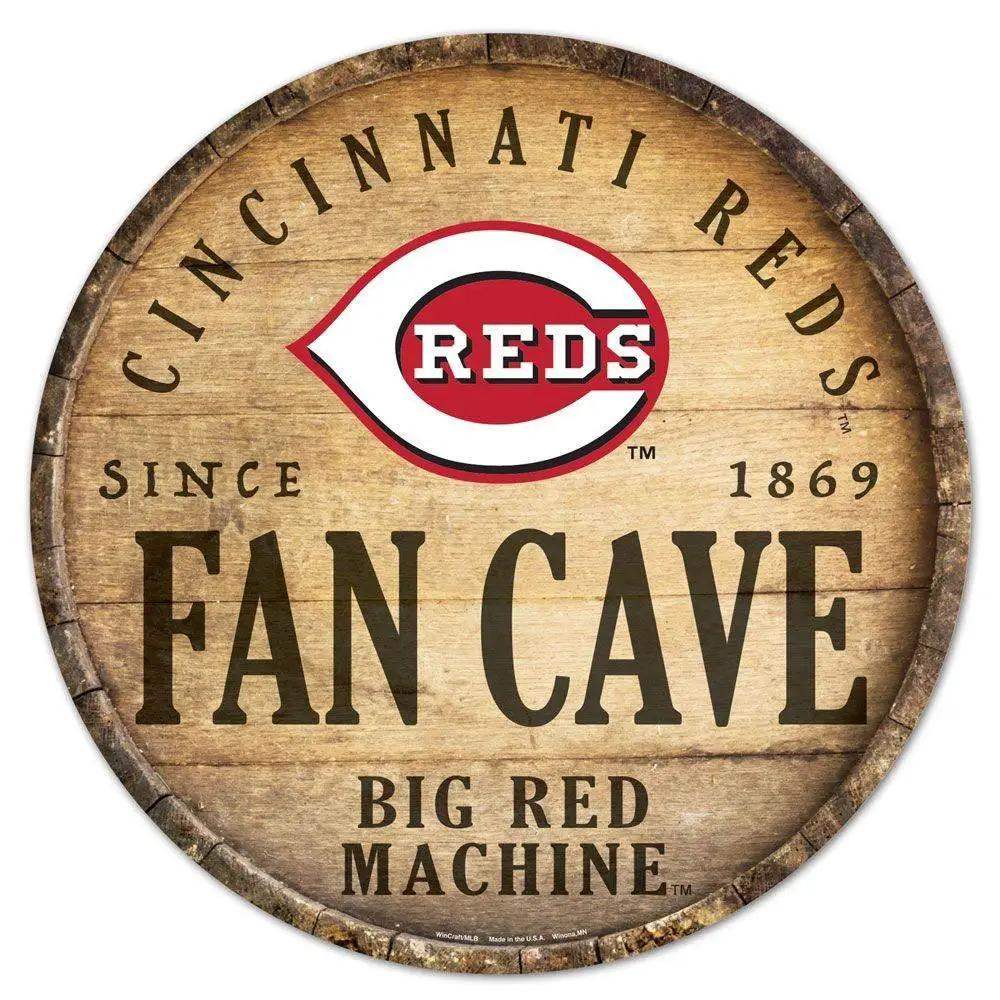 Cincinnati Reds Wood Sign 14 Inch Round Barrel Top Design ToylandEU
