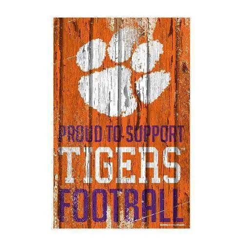 Clemson Tigers Sign 11x17 Wood Proud To Support Design ToylandEU