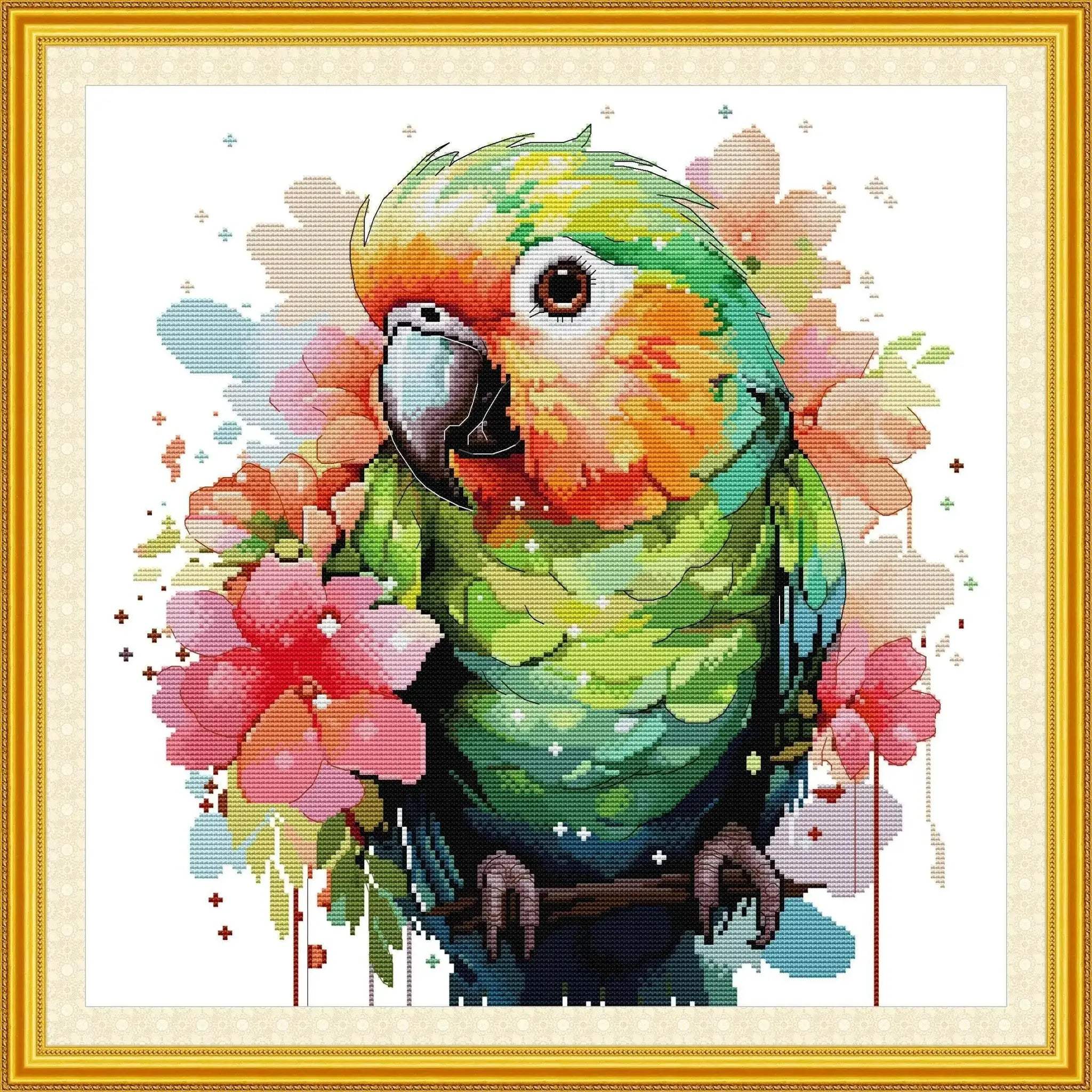 Joy Sunday Easy-to-Stitch Parrot Cross Stitch Kit with Stamped Aida ...