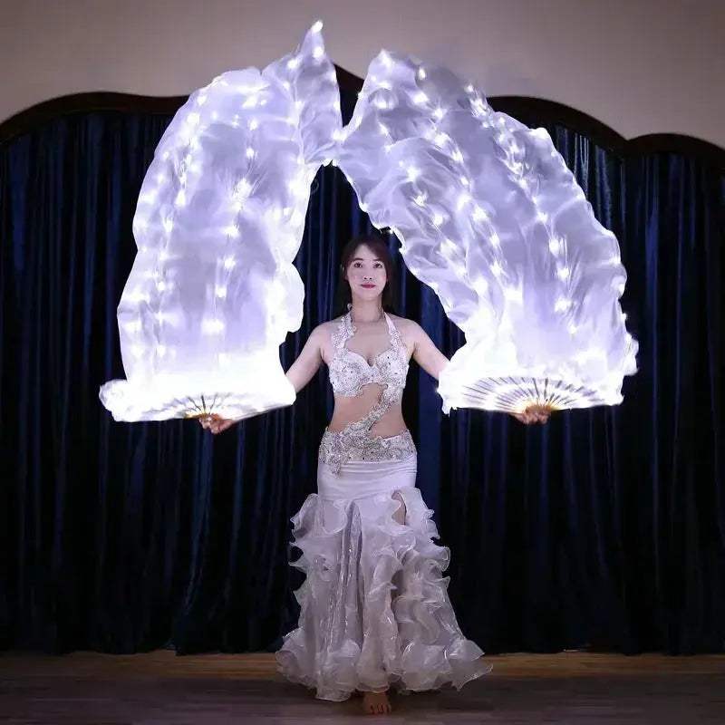 Led Silk Belly Dance Fan Veil With Ultra Bright LEDs ToylandEU