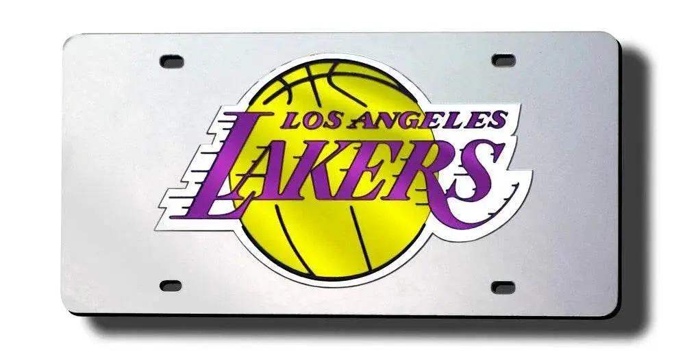 Los Angeles Lakers Laser Cut Silver License Plate Display ToylandEU