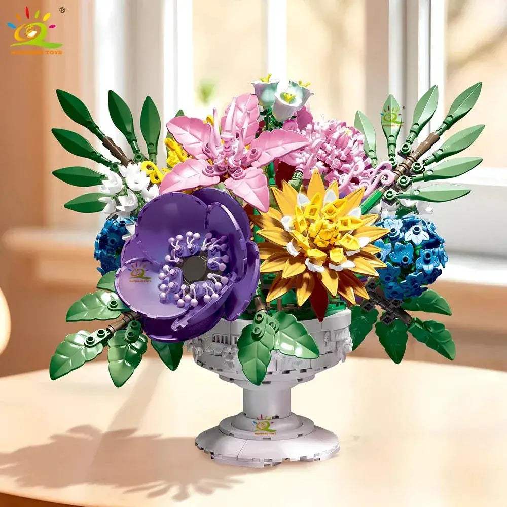 MOC Premium Building Blocks MOC Flower Bouquet Model 1081 Pieces Potted ...