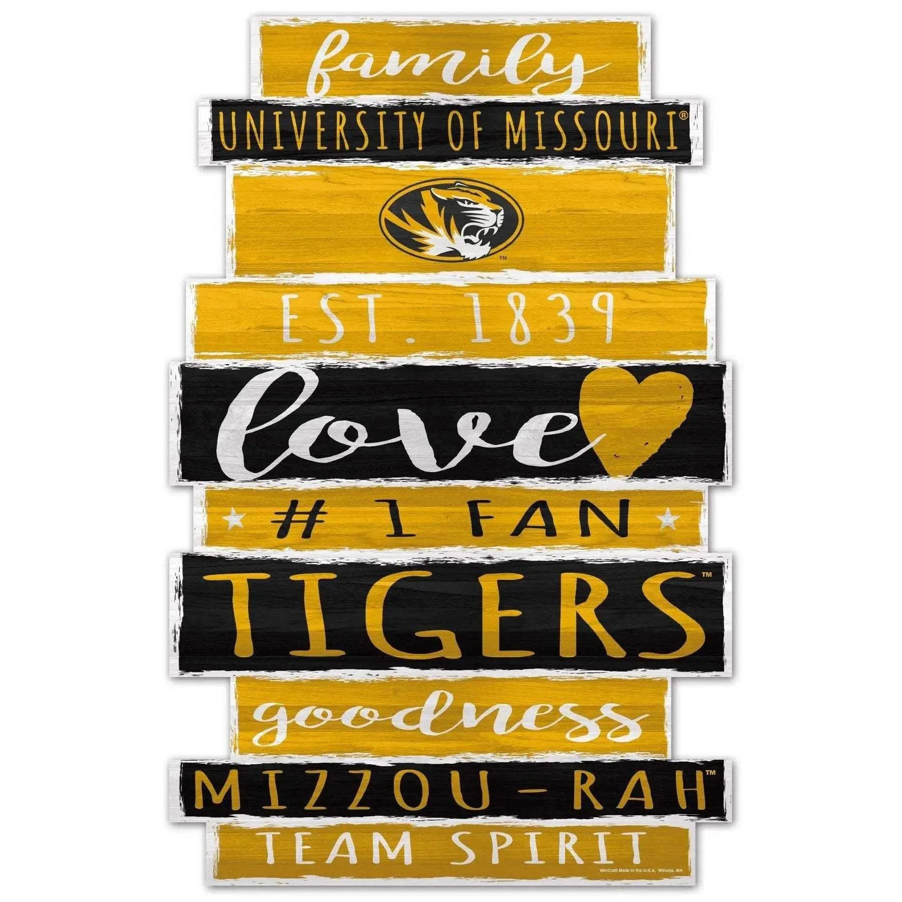 Missouri Tigers 11x17 Wood Family Word Sign for Home Decor ToylandEU