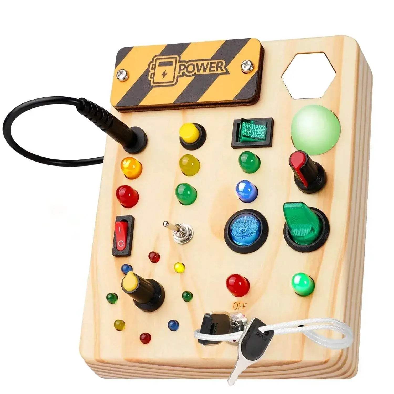 Montessori Toys Wooden Busy Board Switch Toys With Button LED Lights ...
