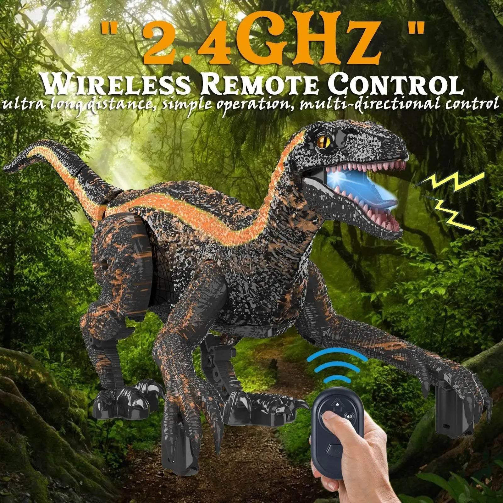 Realistic Remote Control Dinosaur Toy with LED Light for Kids Ages ...