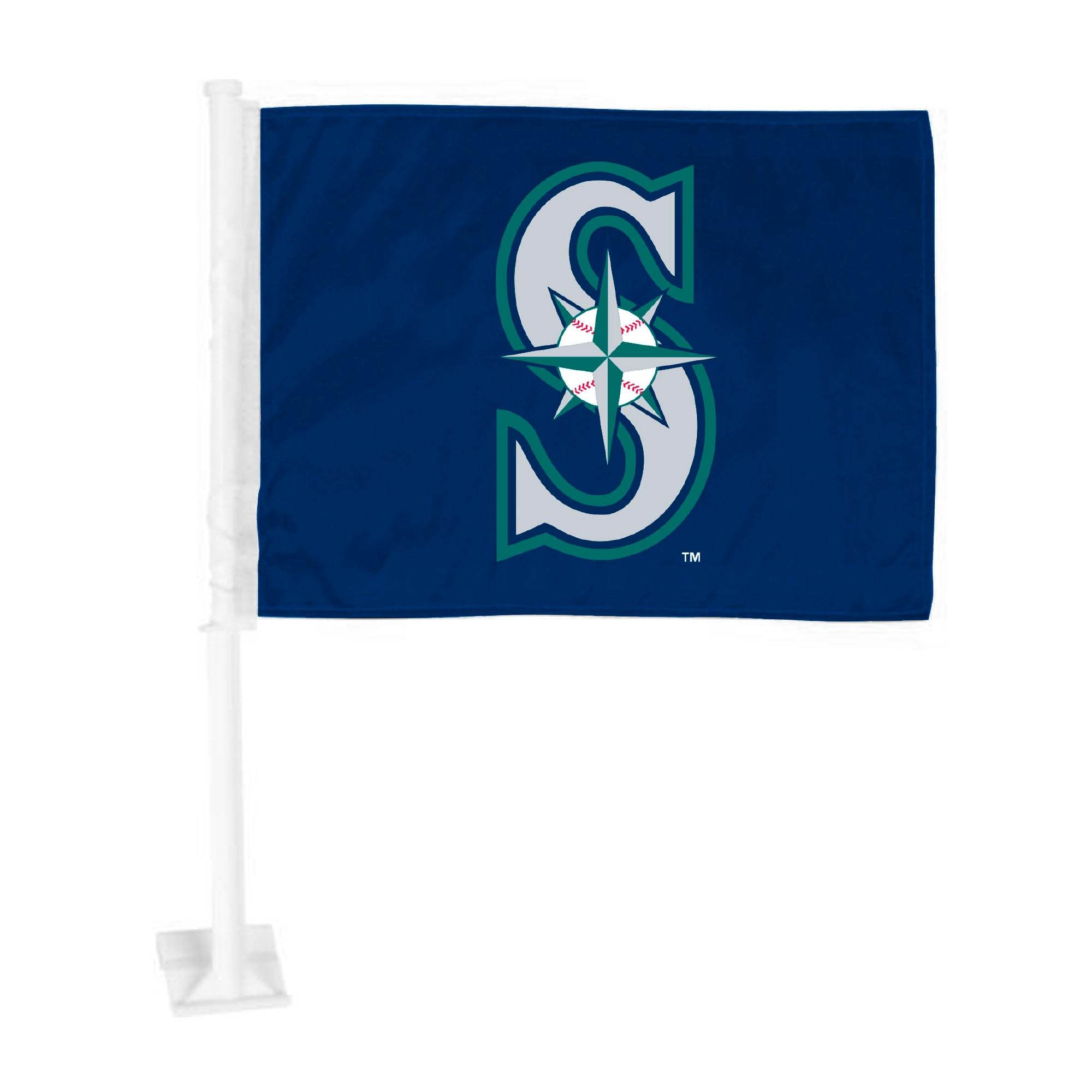 Seattle Mariners Car Flag Primary Logo Nylon Clip Durable ToylandEU