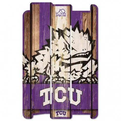 TCU Horned Frogs Wood Fence Style Sign 11x17 Retro ToylandEU