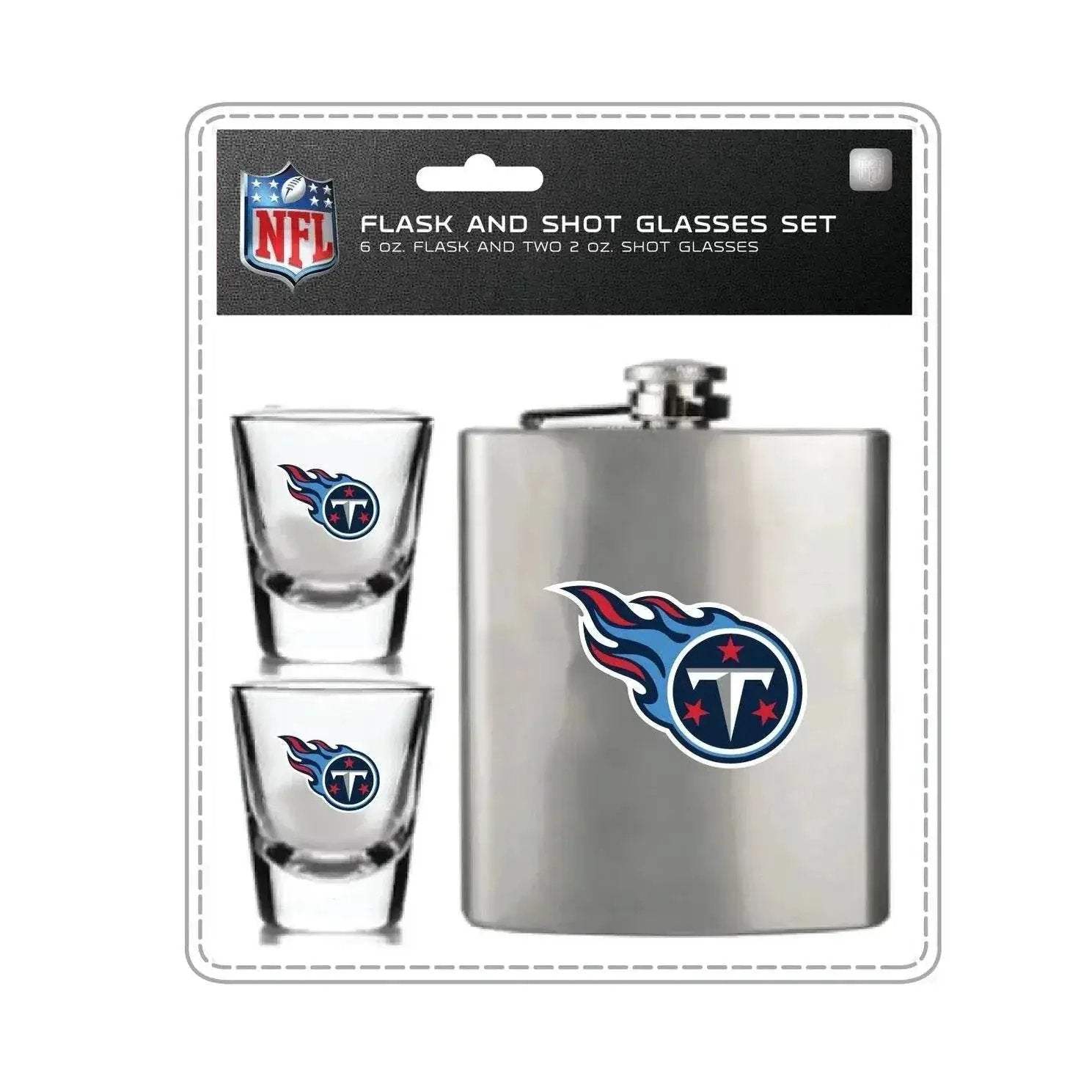 Tennessee Titans Flask and Shot Glass Set Dishwasher Safe ToylandEU